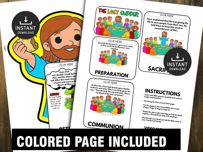 The Last Supper Flipbook Bible Craft for Kids, Memory Game, Sunday ...