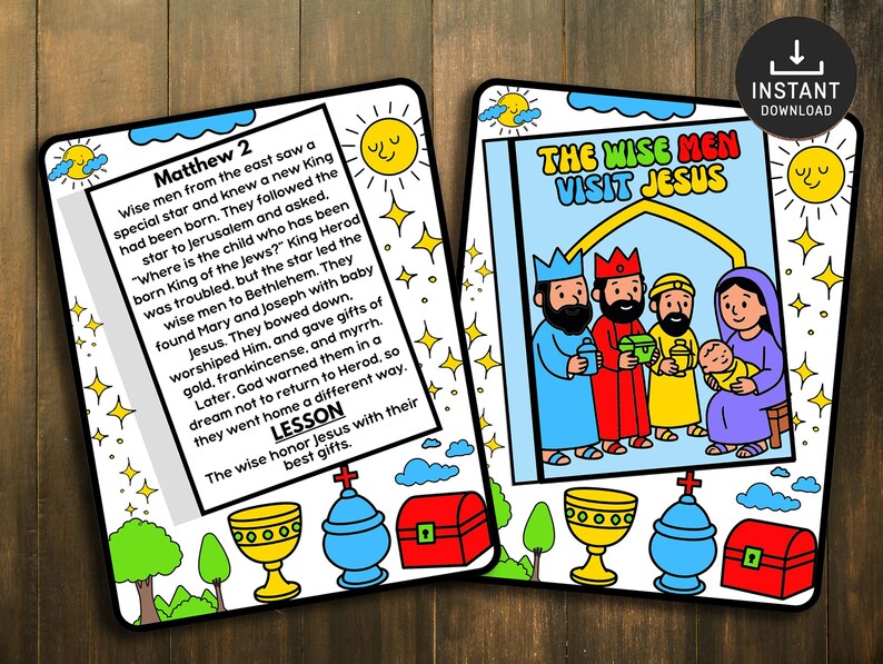 Wisemen Visit Jesus Mini Book, Bible Story Activity (digital Download ...