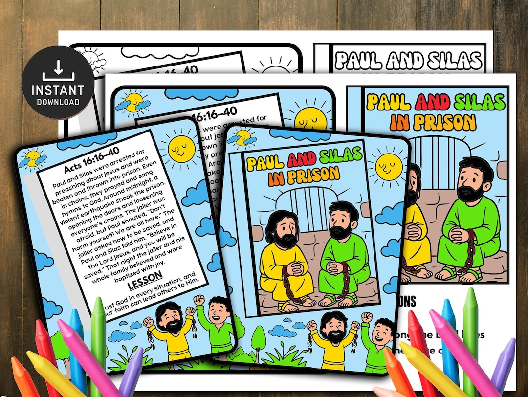 Paul and Silas Bible Story Craft, Church Activity Mini Book (digital ...