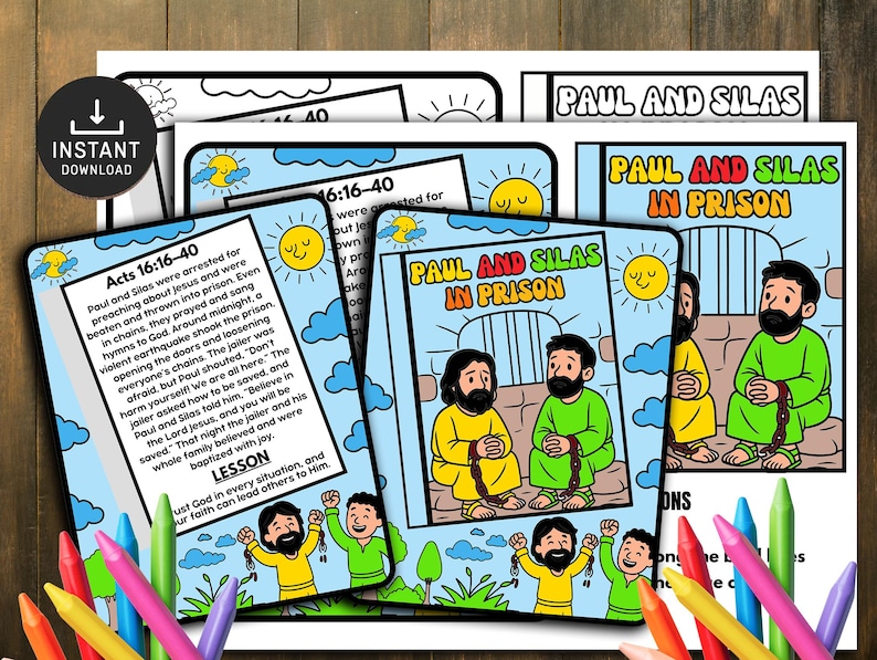 Paul and Silas Bible Story Craft, Church Activity Mini Book (digital ...