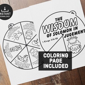 The Wisdom of Solomon Judgement Coloring Wheel, Bible Activity, Wisdom ...