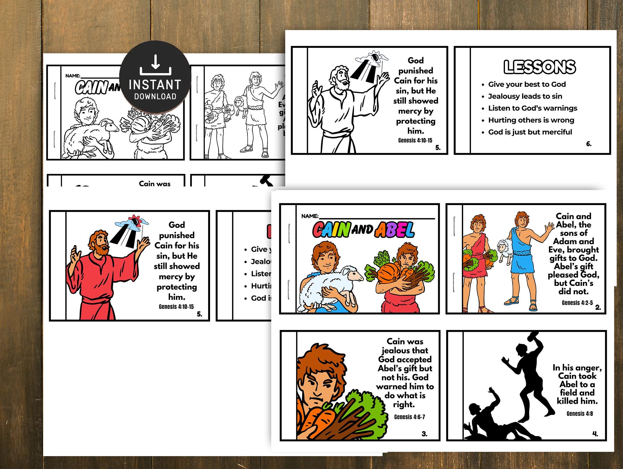Cain and Abel Mini Book, Bible Lesson Kids, Bible Lesson, Memory Game ...
