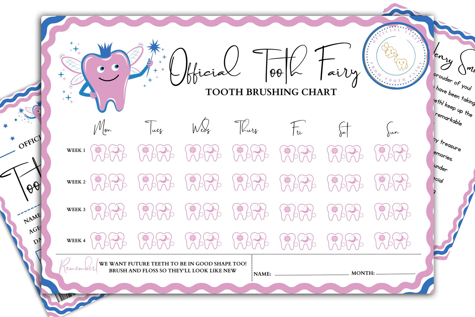 Printable Mini Tooth Fairy Set Blue With Envelope, Receipt and Fairy ...