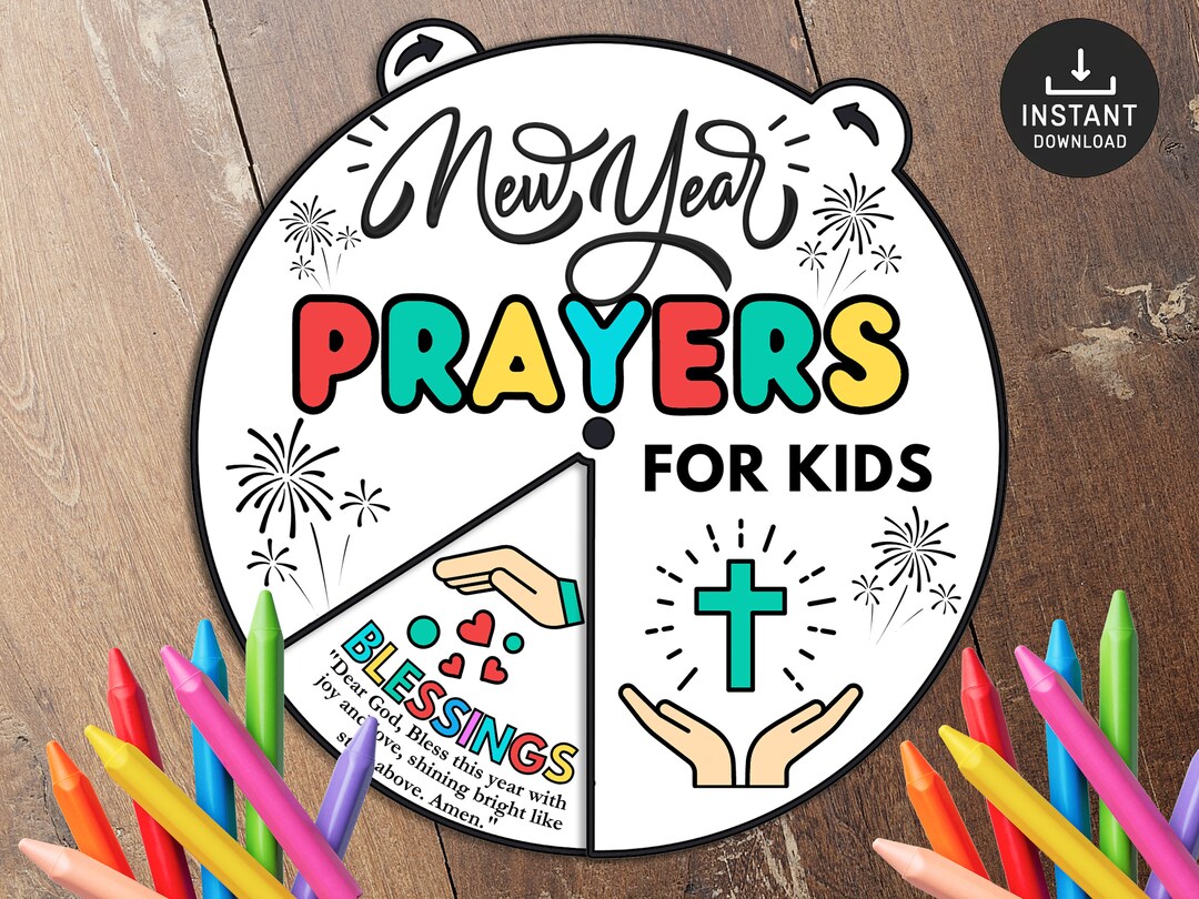 New Year Prayers Coloring Wheel, Bible Activity, Memory Game, Sunday ...
