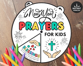 New Year Prayers Coloring Wheel, Bible Activity, Memory Game, Sunday ...