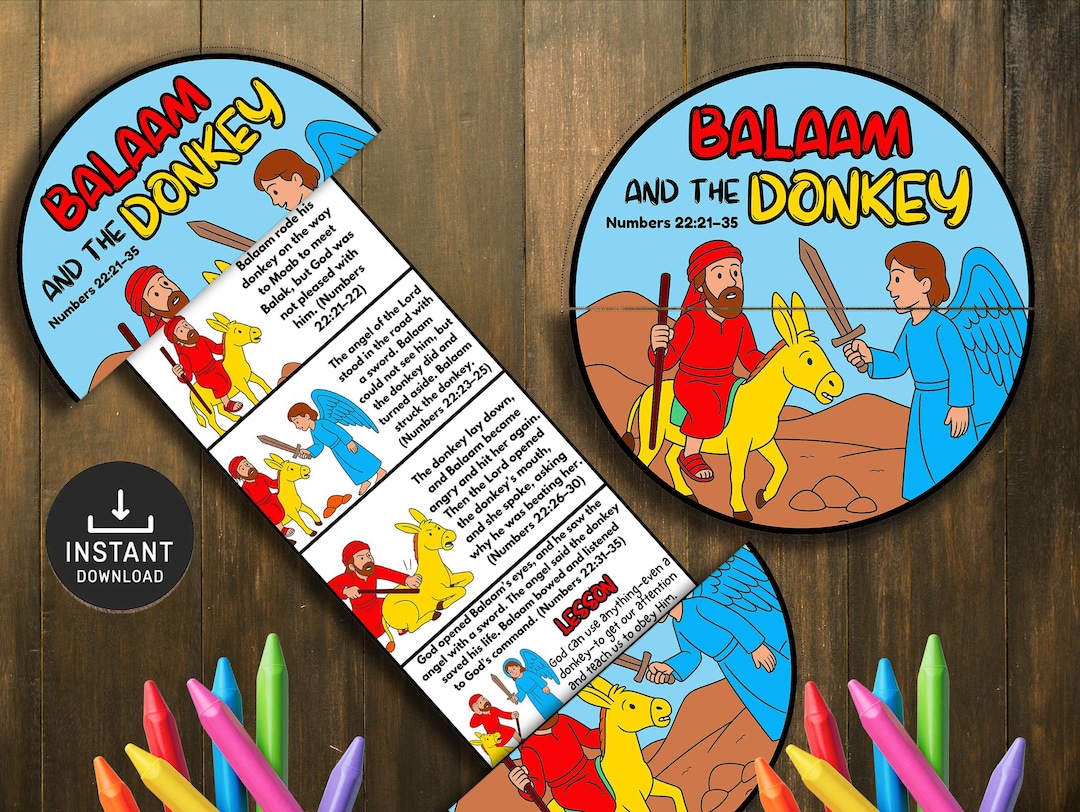 Balaam and the Donkey Bible Story Craft, Sunday School (digital ...