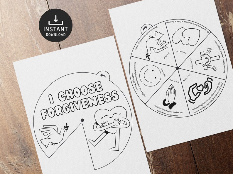 Forgiveness Scripture Coloring Wheel, Printable Bible Activity ...