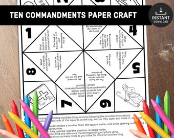 Ten Commandments Bible Story Activity, Sunday School Craft, Fortune ...
