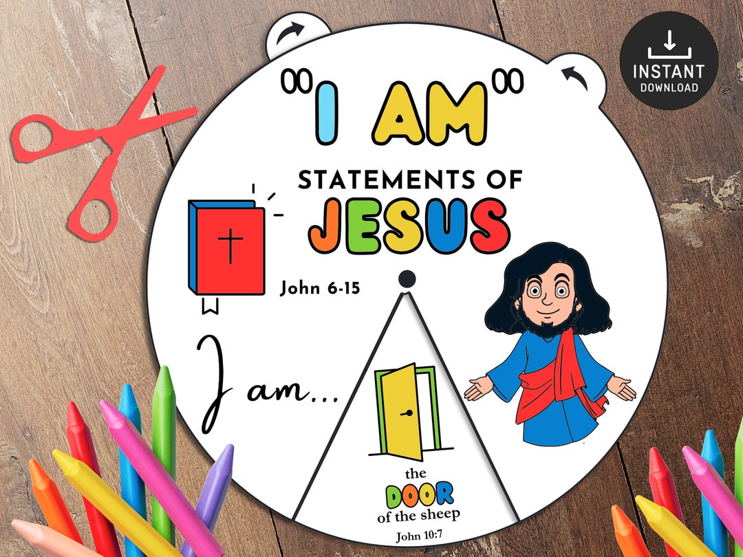 I Am Statements of Jesus Coloring Wheel, Printable Bible Activity ...
