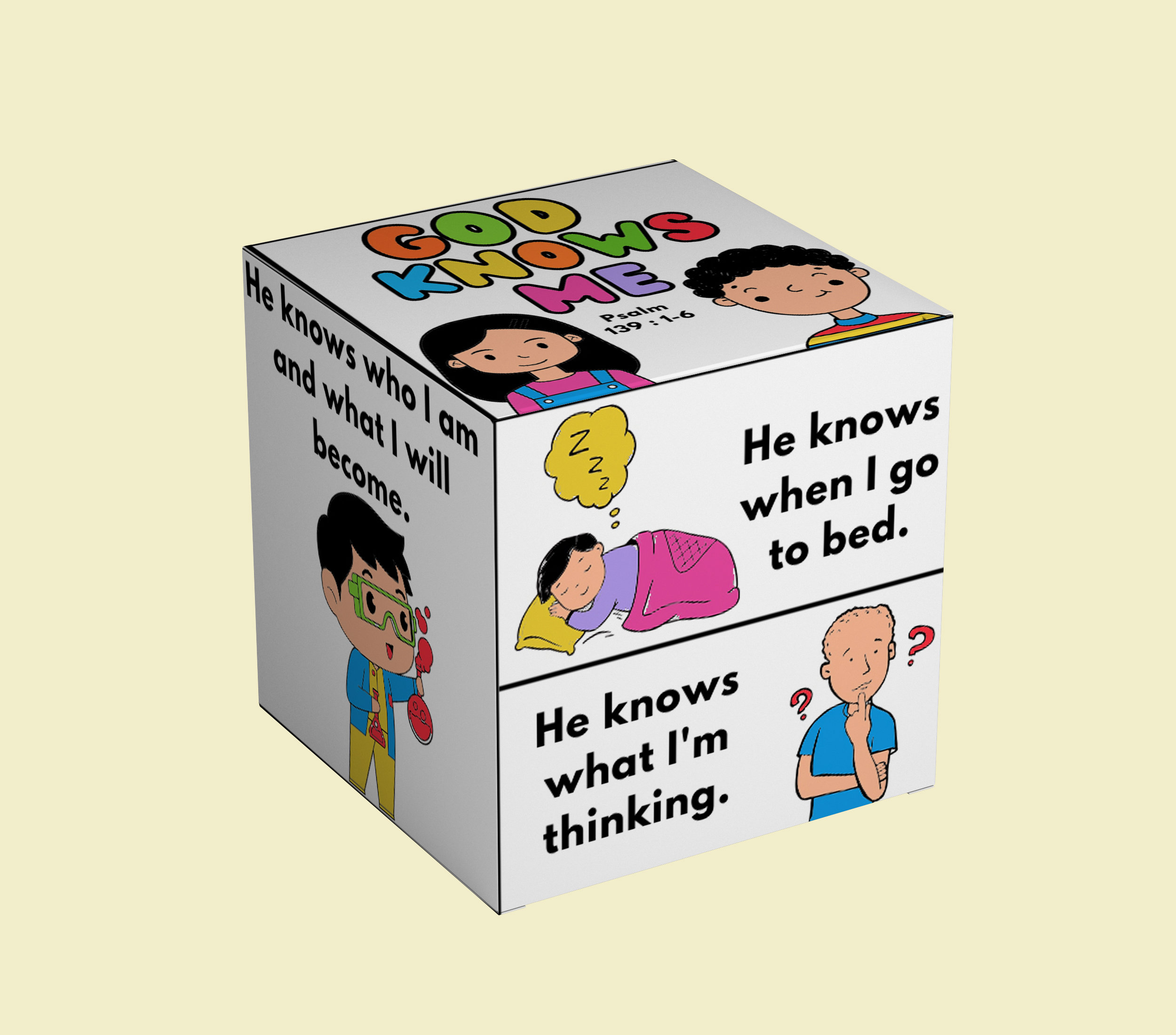 God Knows Me Coloring Cube, Psalm 139 Bible Story Activity, Kids Bible ...