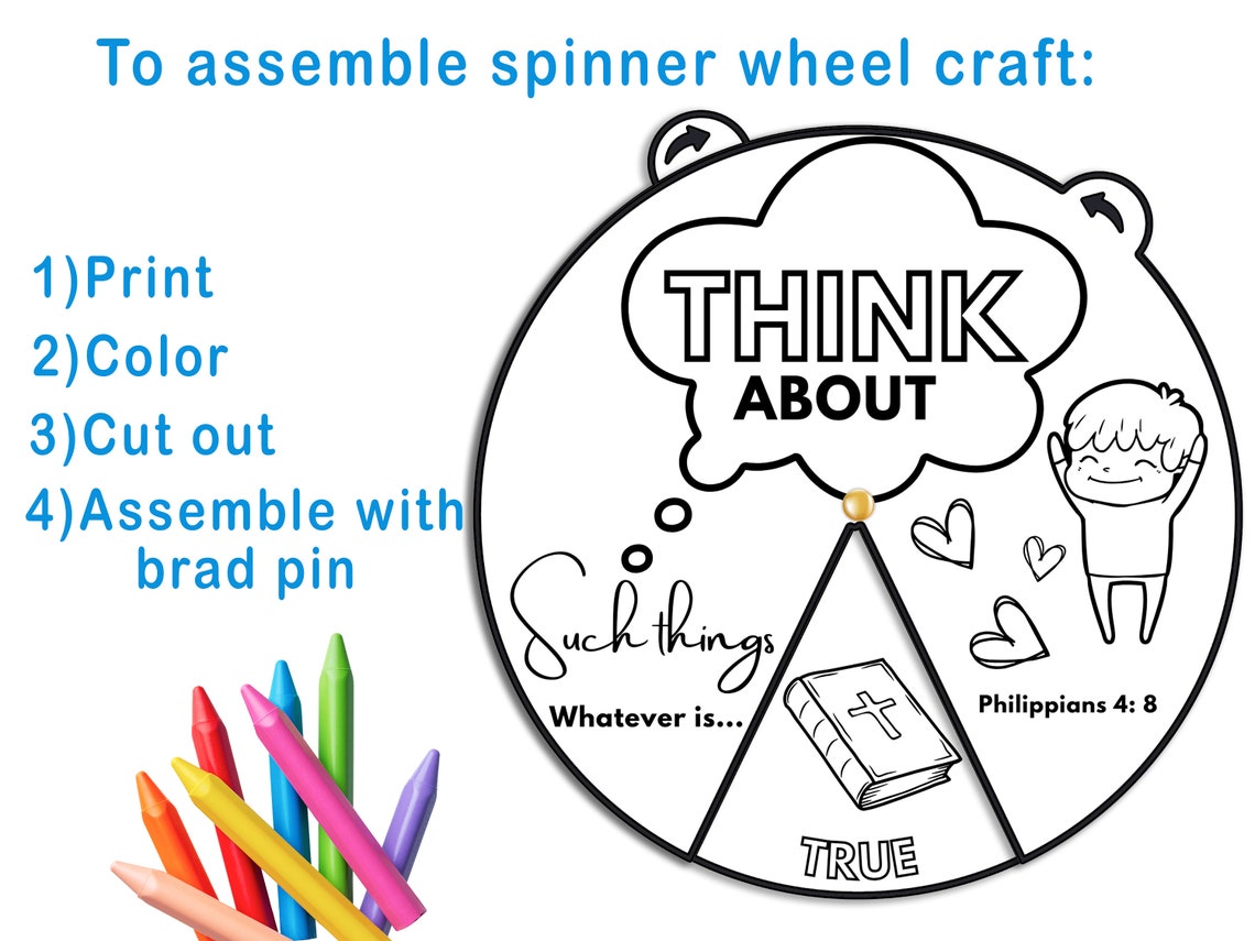 Think About Such Things Philippians 4:8 Coloring Wheel, Printable Bible ...