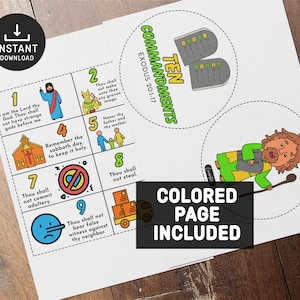 Ten Commandments Bible Story Activity, Sunday School Craft, Printable ...
