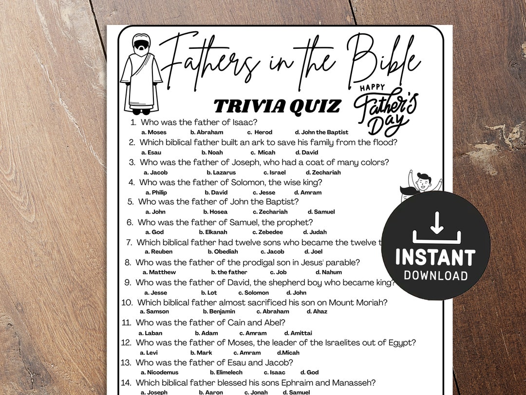 Fathers Day Game, Dad Bible Trivia, Sunday School Quiz, Bible Dads Quiz ...
