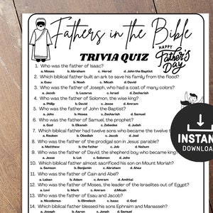 Fathers Day Game, Dad Bible Trivia, Sunday School Quiz, Bible Dads Quiz ...