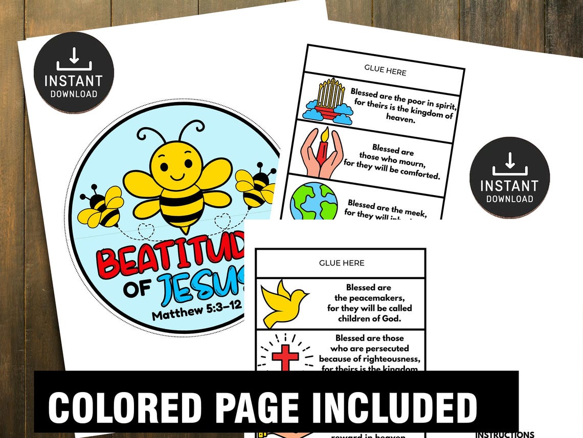 Beatitudes of Jesus Craft, Kids Bible Lesson (digital Download) - Etsy