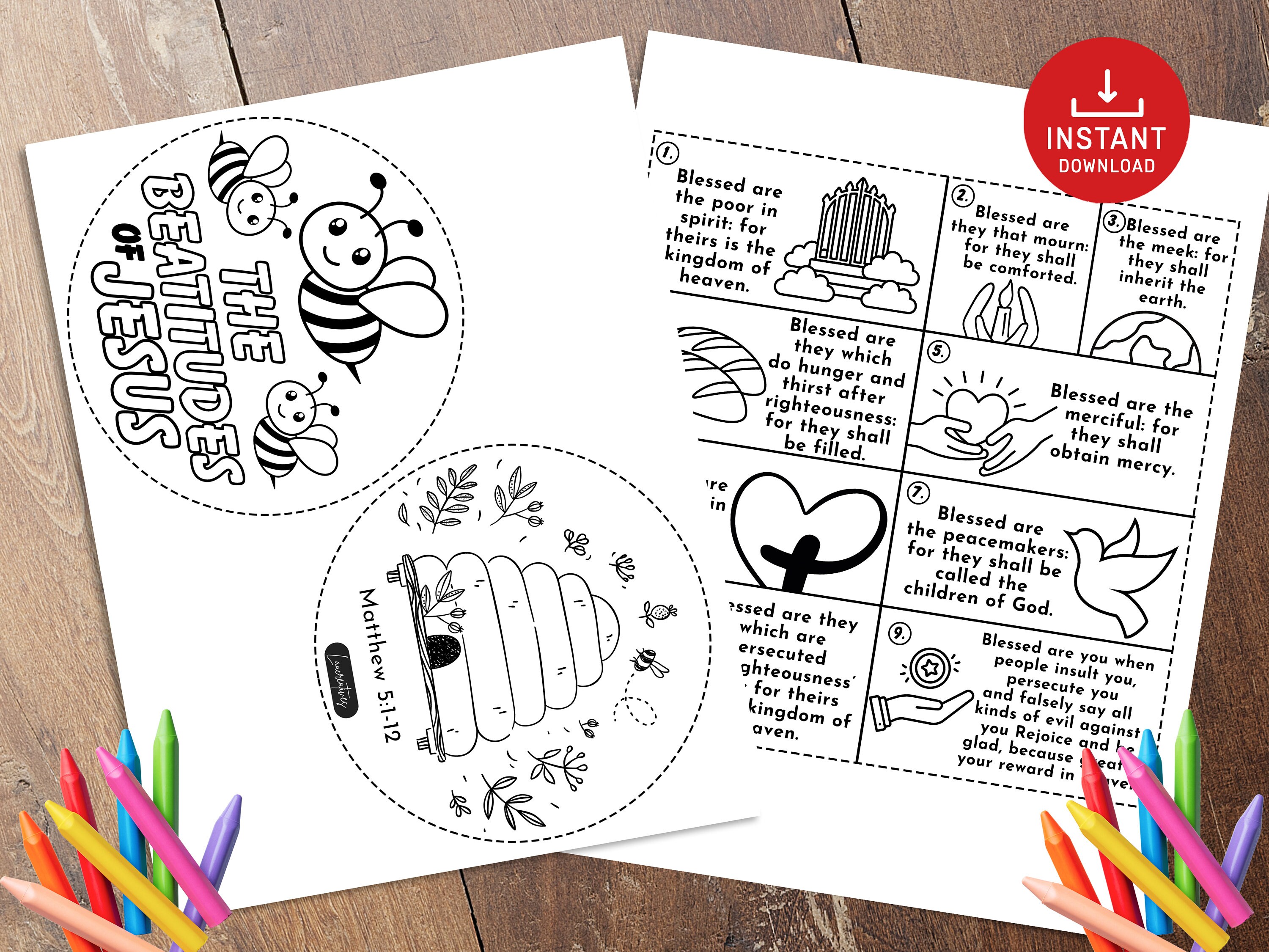 The Beatitudes, Bible Story Activity, Sunday School Craft, Printable ...