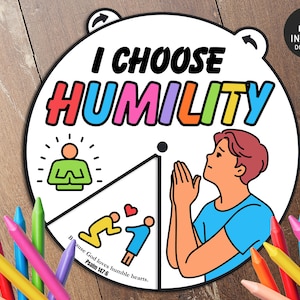 I Choose Humility Coloring Wheel, Printable Bible Activity, Kids Bible ...