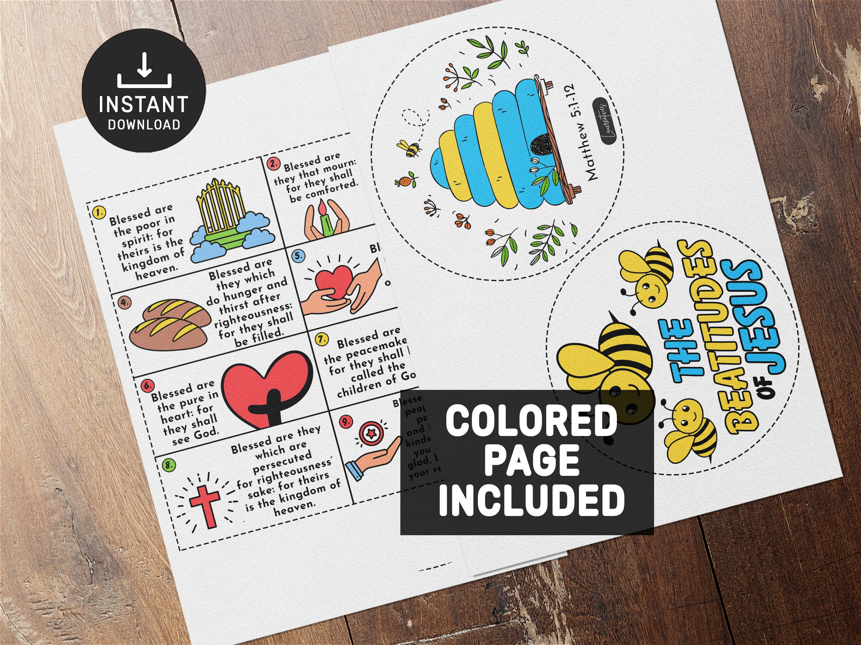 The Beatitudes, Bible Story Activity, Sunday School Craft, Printable ...