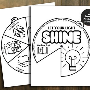 Let Your Light Shine Coloring Wheel, Sunday School Craft, Great ...