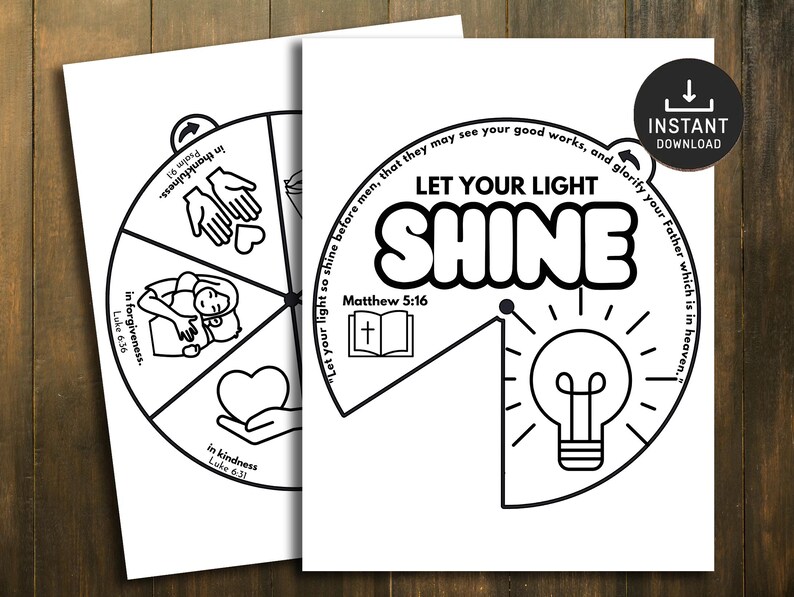 Let Your Light Shine Coloring Wheel, Sunday School Craft, Great ...