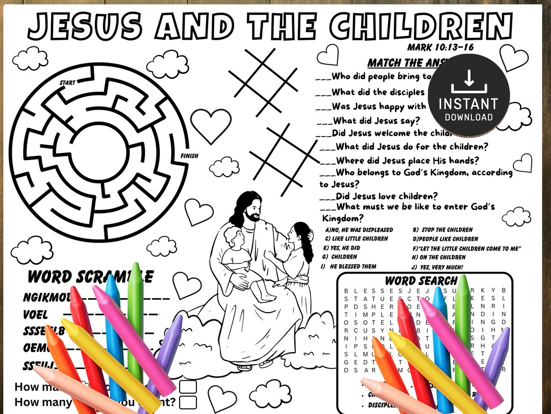 Jesus and the Children Activity Sheet, Bible Activities, Church Kids ...