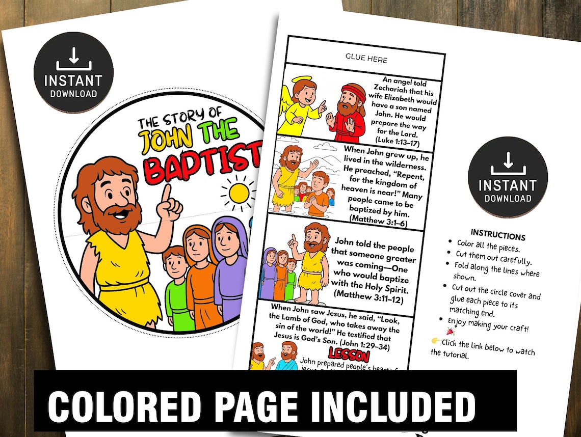 John the Baptist Bible Story Craft, Sunday School Activity (digital ...