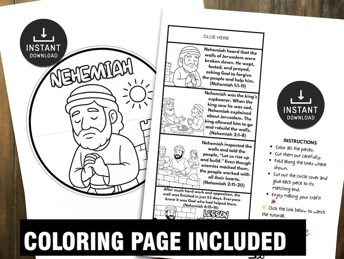 Nehemiah Bible Story Craft, Sunday School Lesson (digital Download) - Etsy