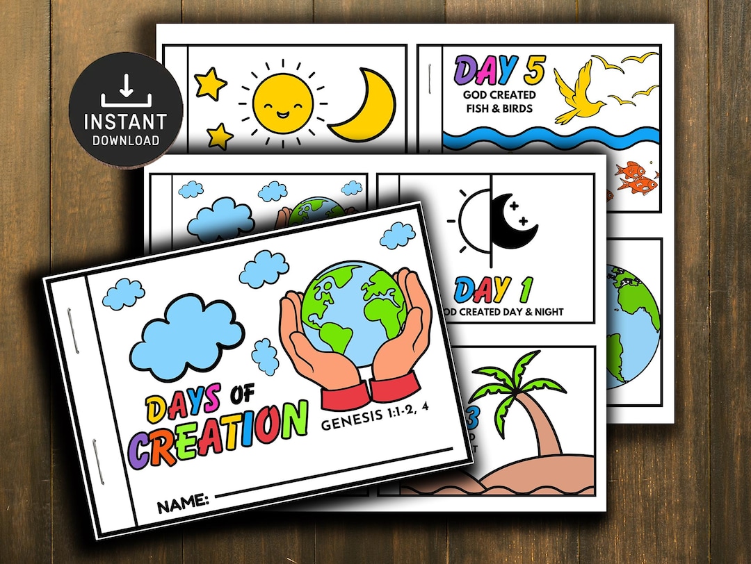Days of Creation Mini Book, Bible Activity, Kids Bible Lesson, Memory ...
