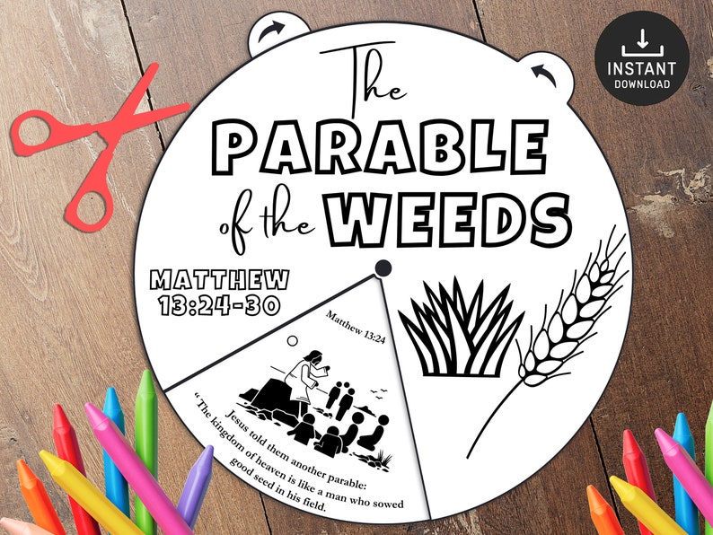 The Parable of the Weeds Coloring Wheel, Printable Bible Activity ...