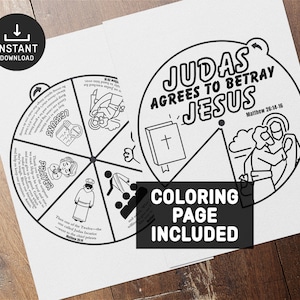 Judas Betrays Jesus Coloring Wheel Easter Bible Story Lesson Wheel ...