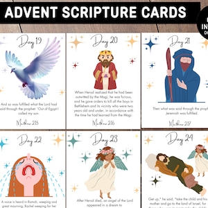 Advent Scripture Cards, Advent Calendar, Watercolor, Floral, Nativity ...