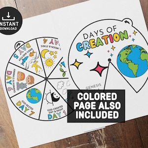 Days of Creation Coloring Wheel, Bible Activity, Kids Bible Lesson ...