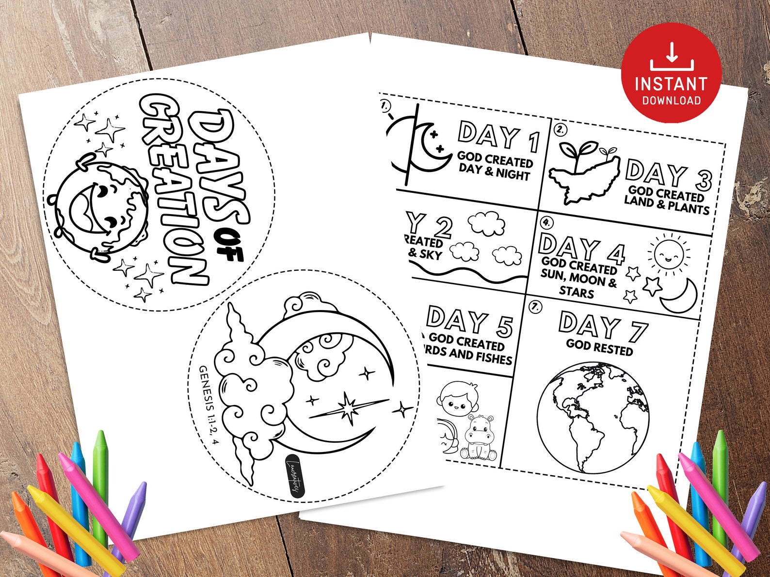 Days of Creation Bible Story Activity, Sunday School Craft, Printable ...