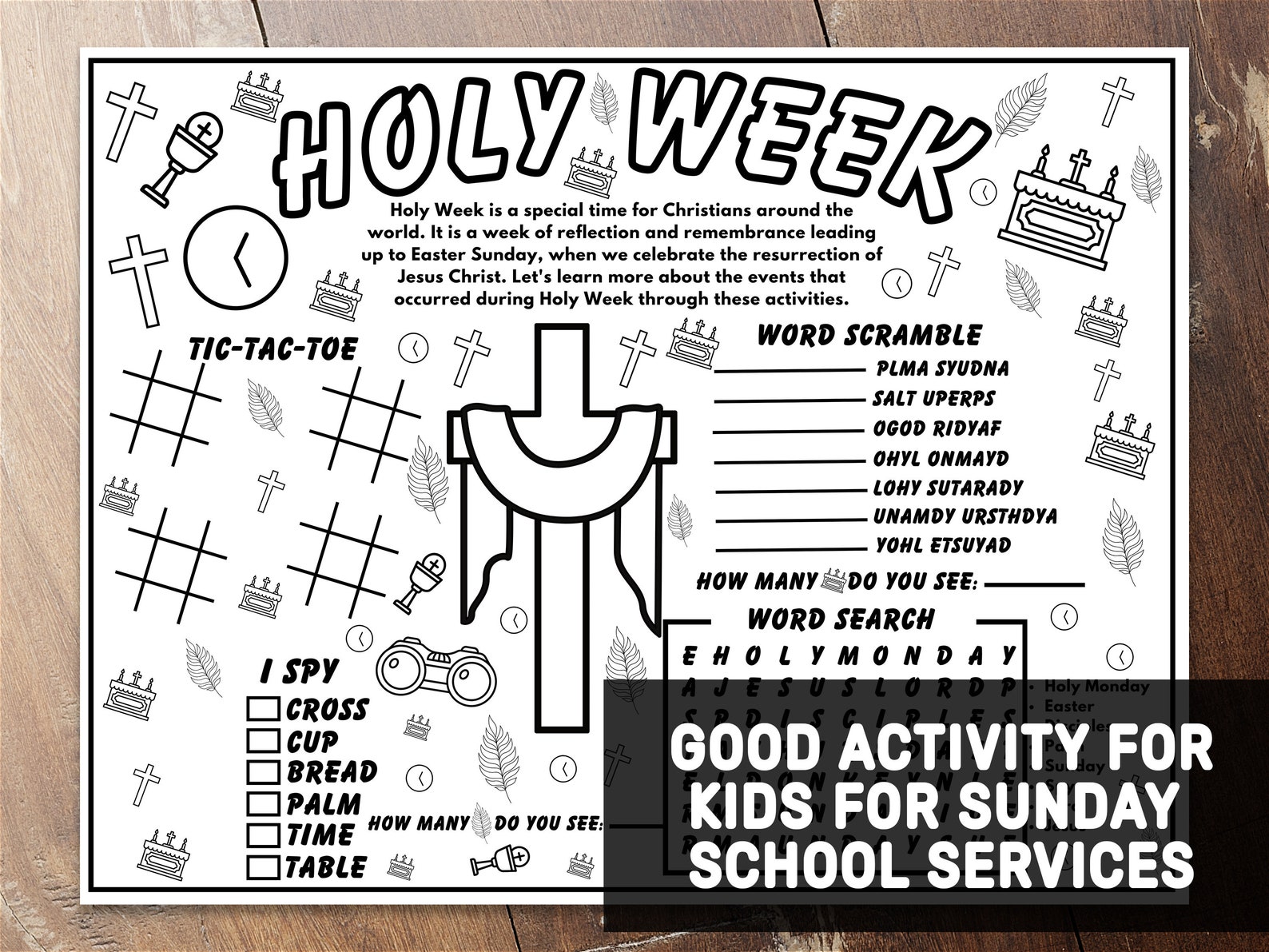 Holy Week Bible Activity, Activity Placemat, Sunday School Lesson ...
