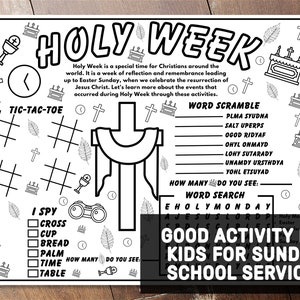 Holy Week Bible Activity, Activity Placemat, Sunday School Lesson ...