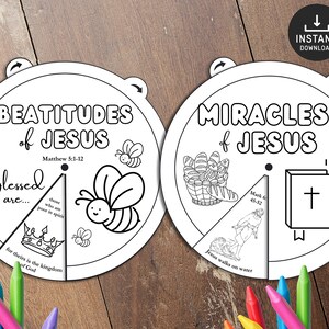 Coloring Wheel, Printable Bible Activity, Watercolor, Kids Bible Lesson ...