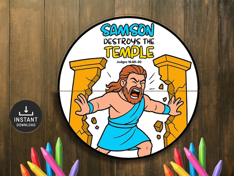 Samson Destroys the Temple Bible Story Craft, Kids Sunday School ...