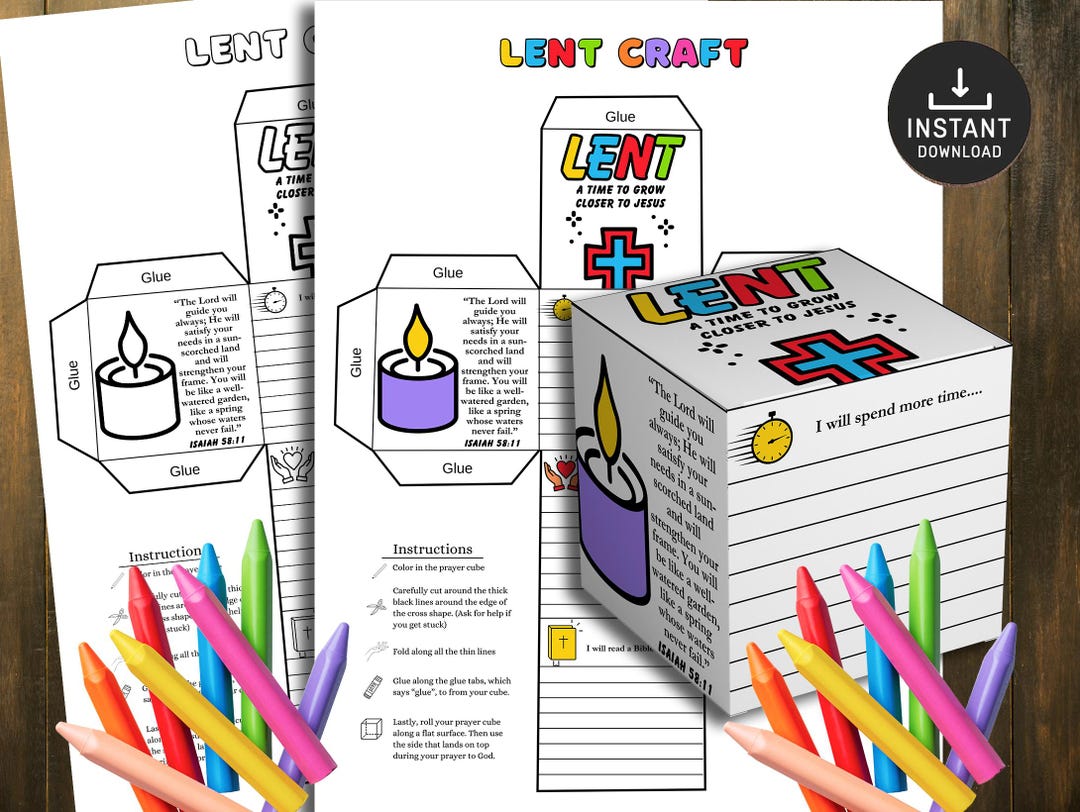 Lent Coloring Cube, Lent Activity for Kids, Ash Wednesday Bible Study ...