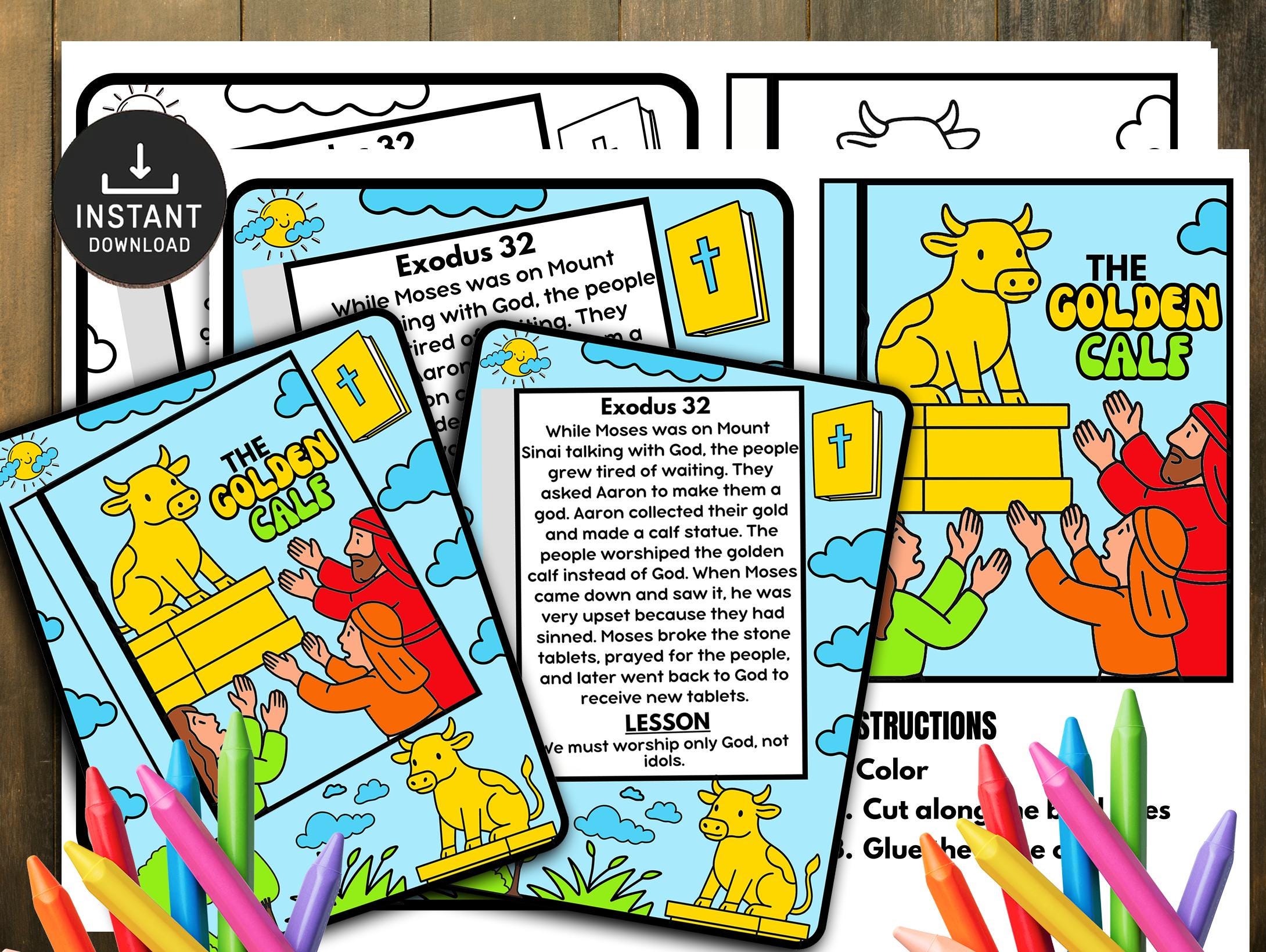 Golden Calf Mini Book, Kids Bible Lesson, Sunday School, Bible Story ...