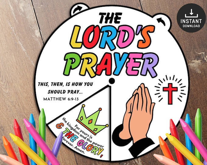 The Lord's Prayer Craft Coloring Wheel Lords Prayer Printable Activity ...