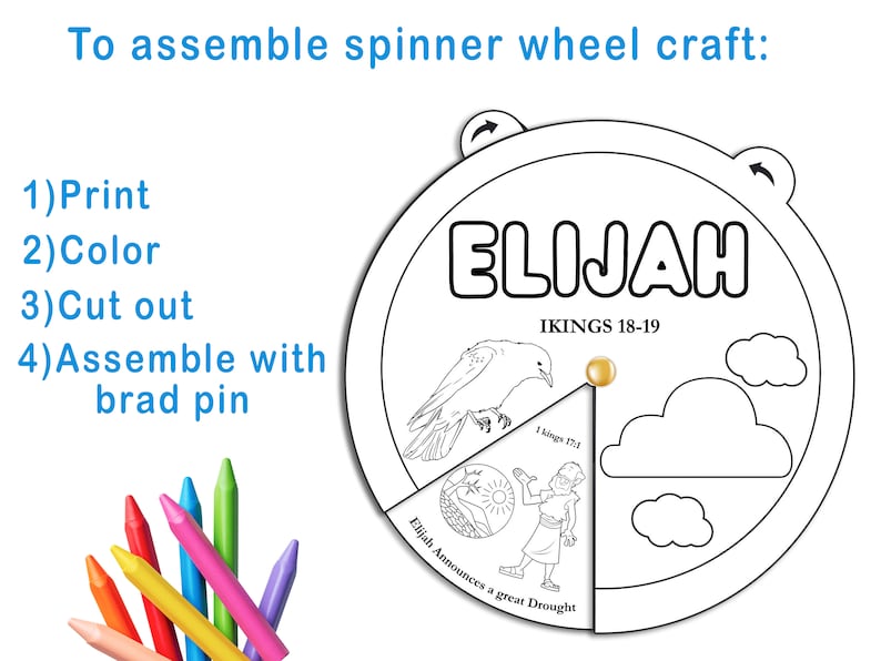 Elijah Coloring Wheel, Printable Bible Verse Activity, Watercolor, Kids ...