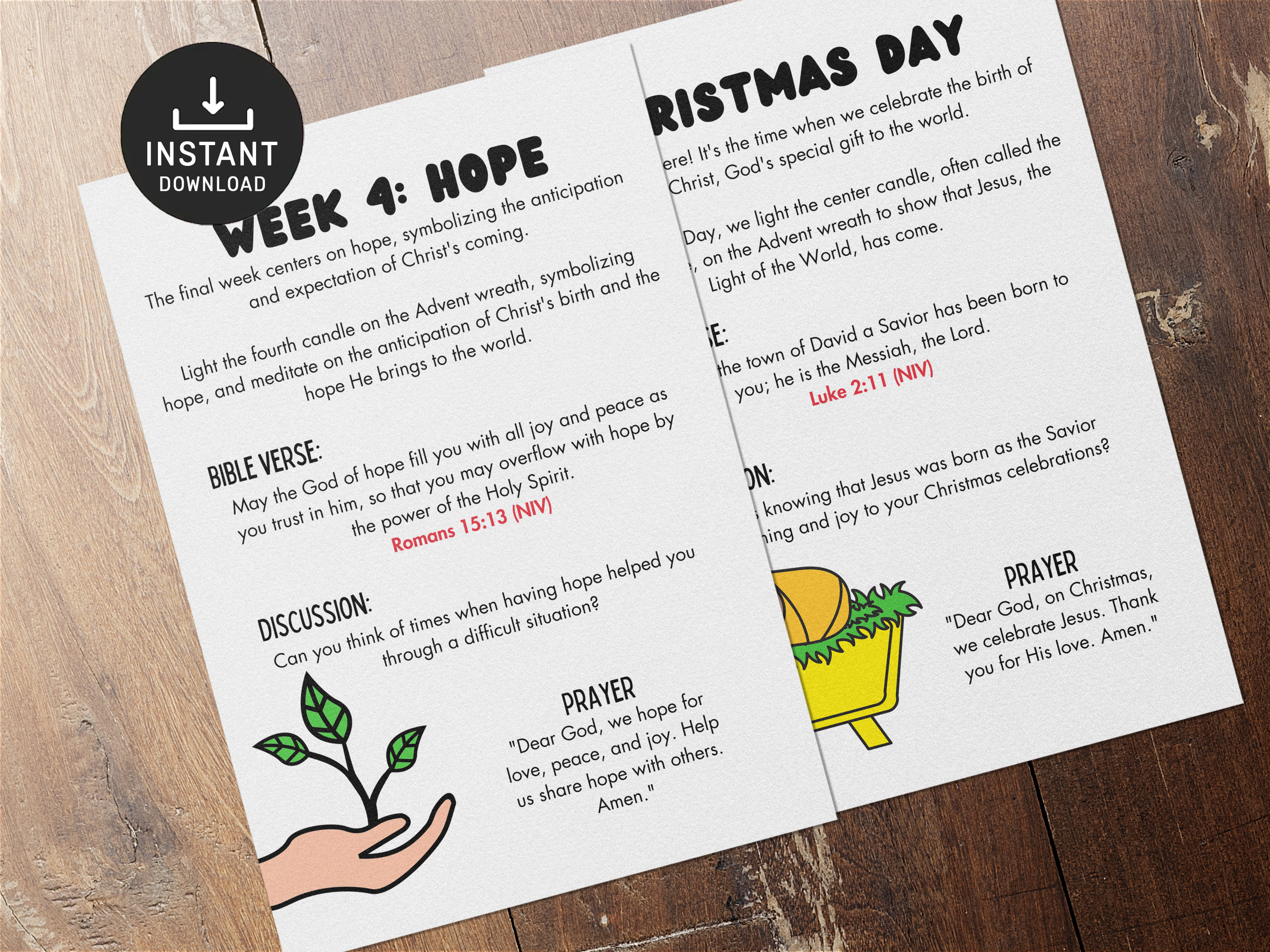 Advent Bible Lesson Christmas Craft Activity Printable for Kids, Kids ...