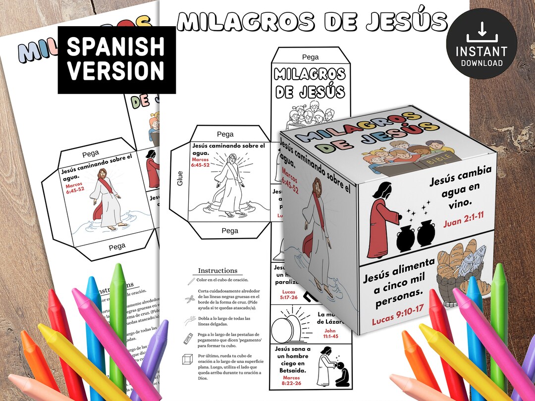 Jesus Miracles Coloring Cube, Printable Bible Verse Activity, Kids ...