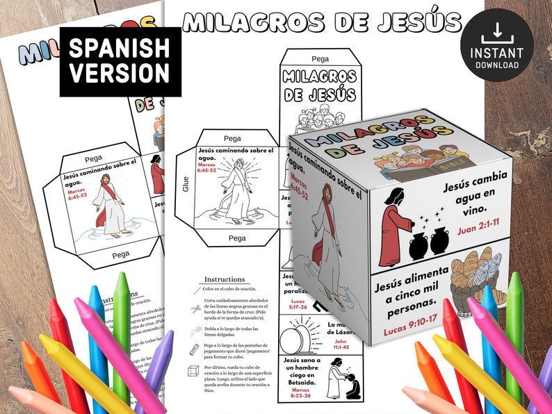 Jesus Miracles Coloring Cube, Printable Bible Verse Activity, Kids ...