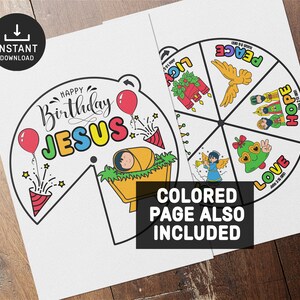 Happy Birthday Jesus Christmas Coloring Wheel, Nativity Sunday School ...