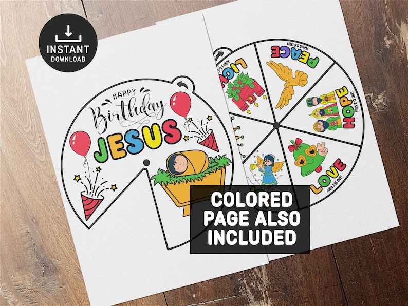 Happy Birthday Jesus Christmas Coloring Wheel, Nativity Sunday School ...