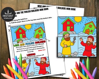 The Wise and Foolish Builders Folding Surprise Bible Craft, Bible ...