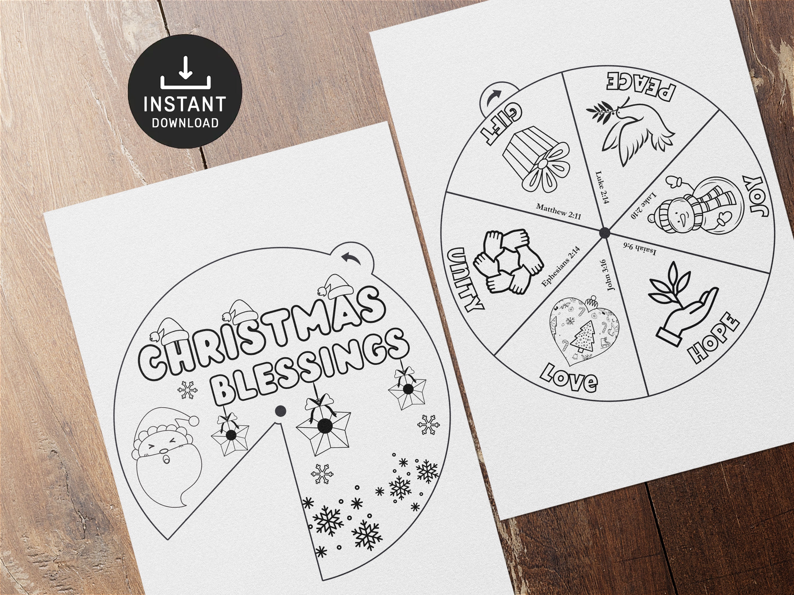 Christmas Blessings Coloring Wheel, Printable Bible Activity ...