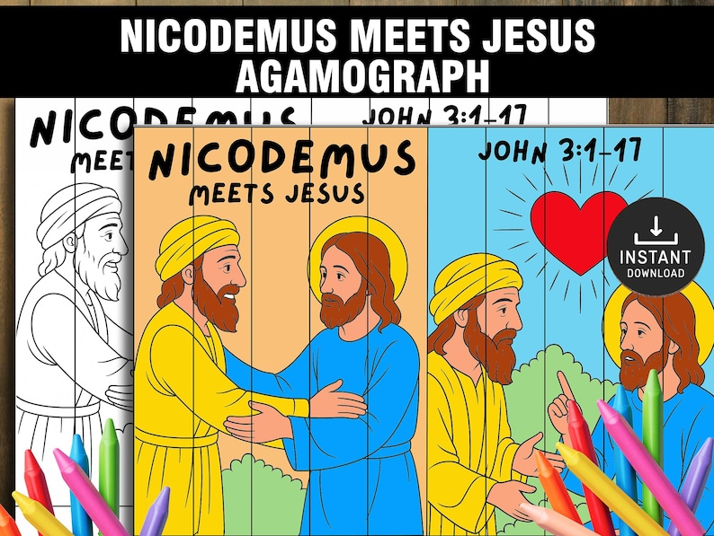 Nicodemus Meets Jesus Agamograph, Bible Story Craft, Bible Lesson ...
