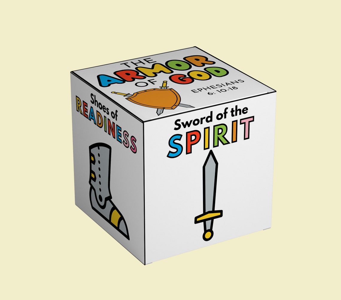 Armor of God Coloring Cube, Bible Activity, Bible Lesson, Memory Game ...